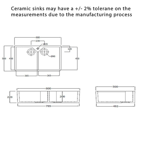 Double Bowl Belfast Sink | 800mm Belfast Double Sink – The Painted ...
