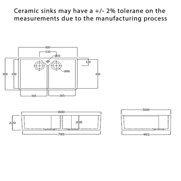Double Bowl Belfast Sink | 800mm Belfast Double Sink – The Painted ...