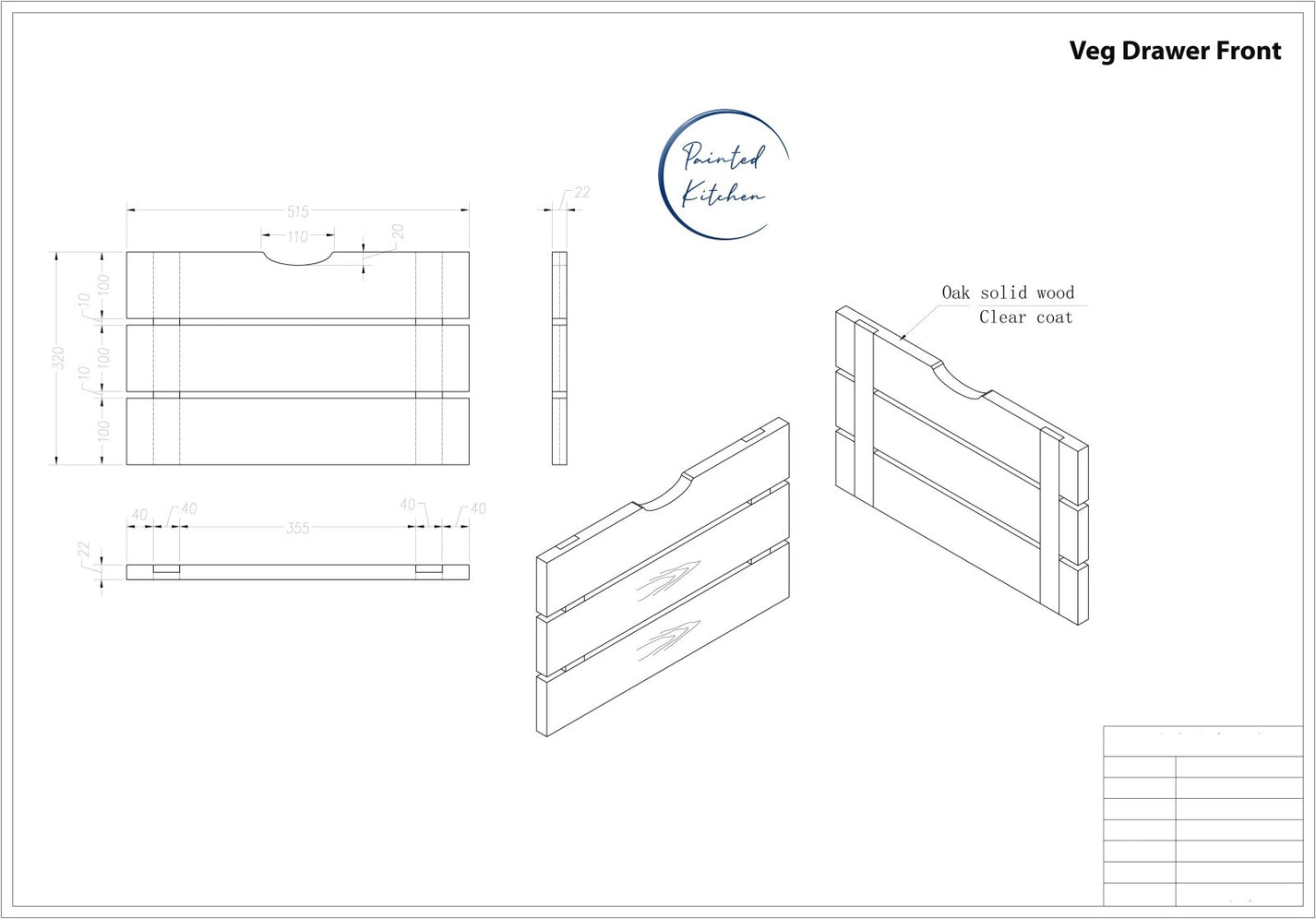 BD2 600mm Wide 2 drawer base with hidden internal drawer – The Painted ...